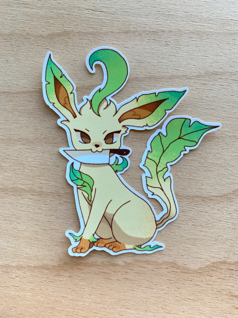 Leafeon With a Knife Sticker | Etsy