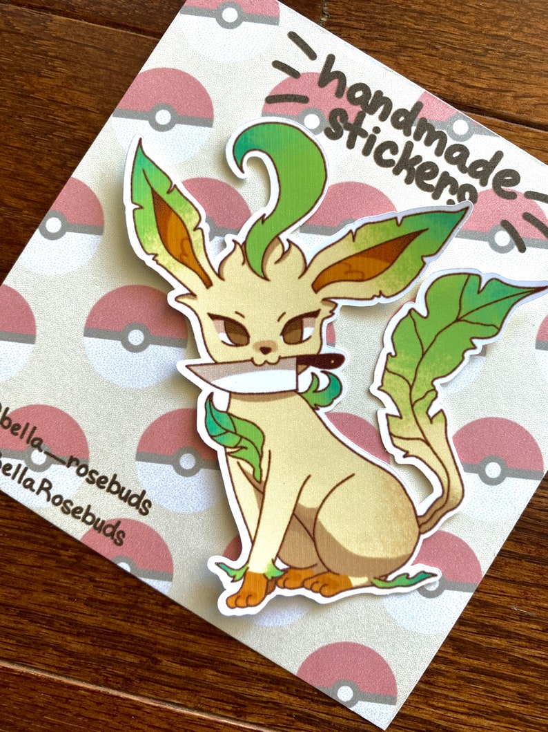 Leafeon With a Knife Sticker | Etsy