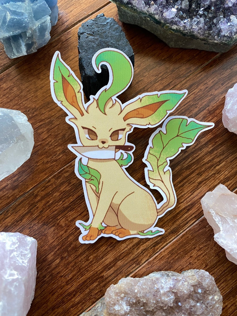 Leafeon With a Knife Sticker | Etsy