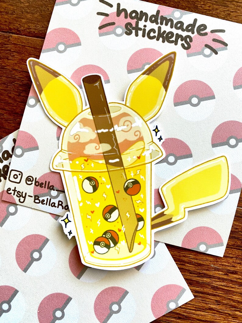 Pikachu Boba Sticker - Etsy