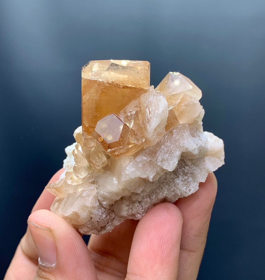 Golden Colour Transparent Topaz Crystals on Matrix With Feldspar ...