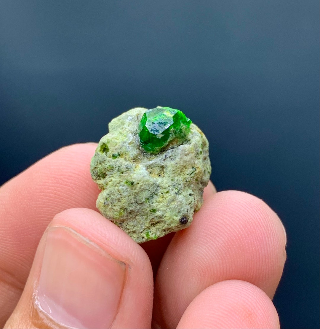 Natural Rare Green Demantoid Garnet Crystal on Matrix Specimen ...