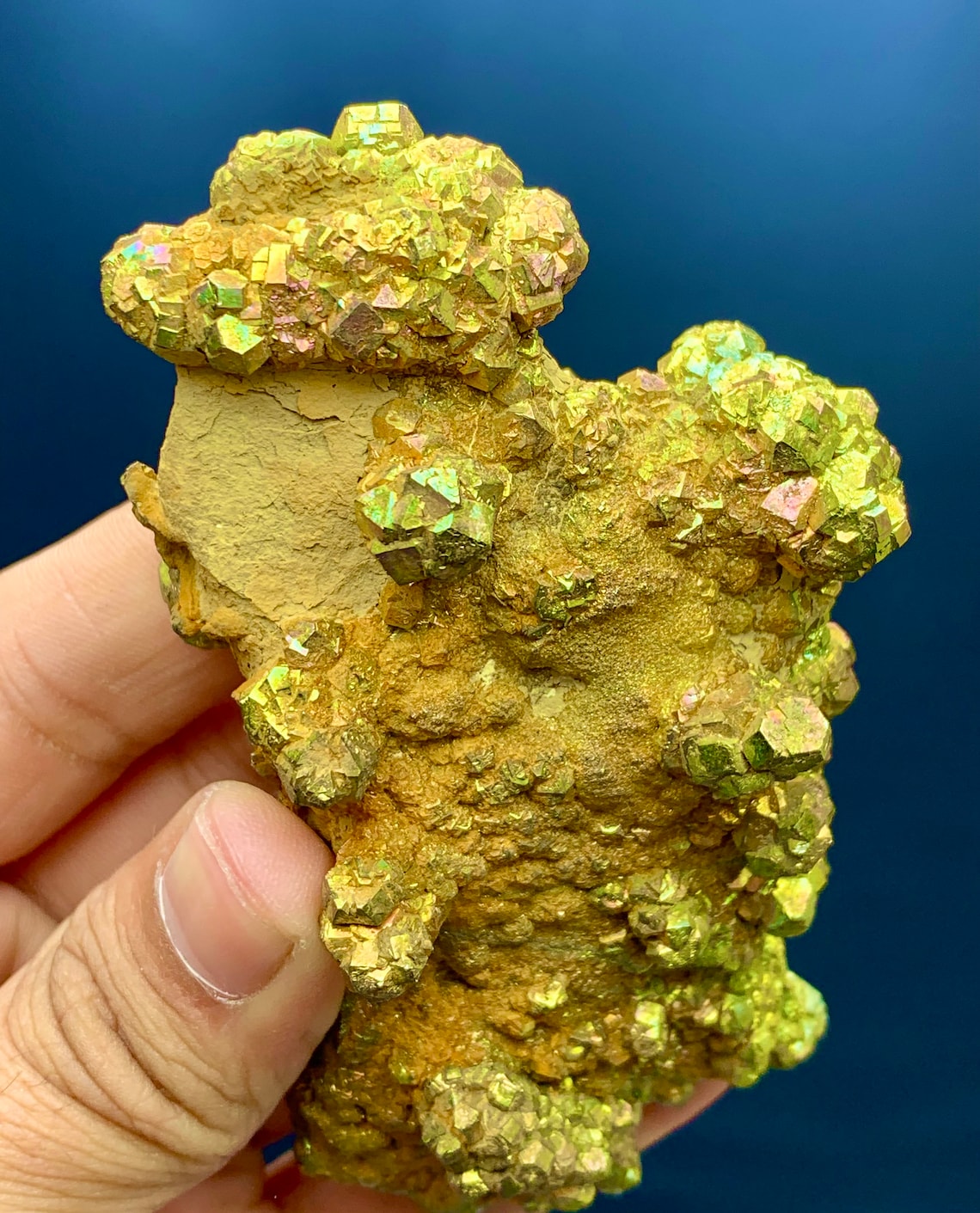 Natural Rainbow Pyrite Crystals on Limonite Matrix ,from Manshera Mine ...