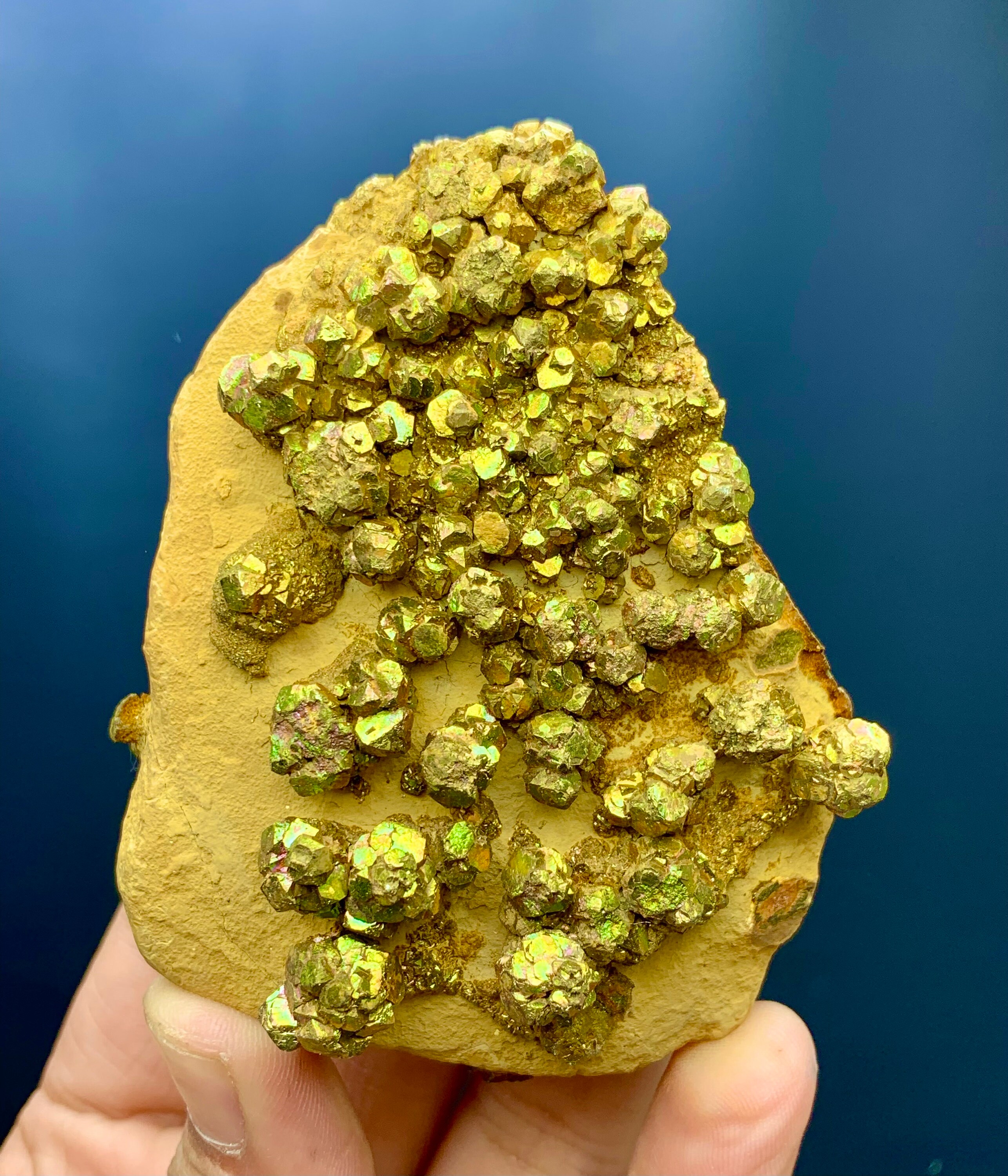 Natural Rainbow Pyrite Crystals on Limonite Matrix ,from Manshera Mine ...