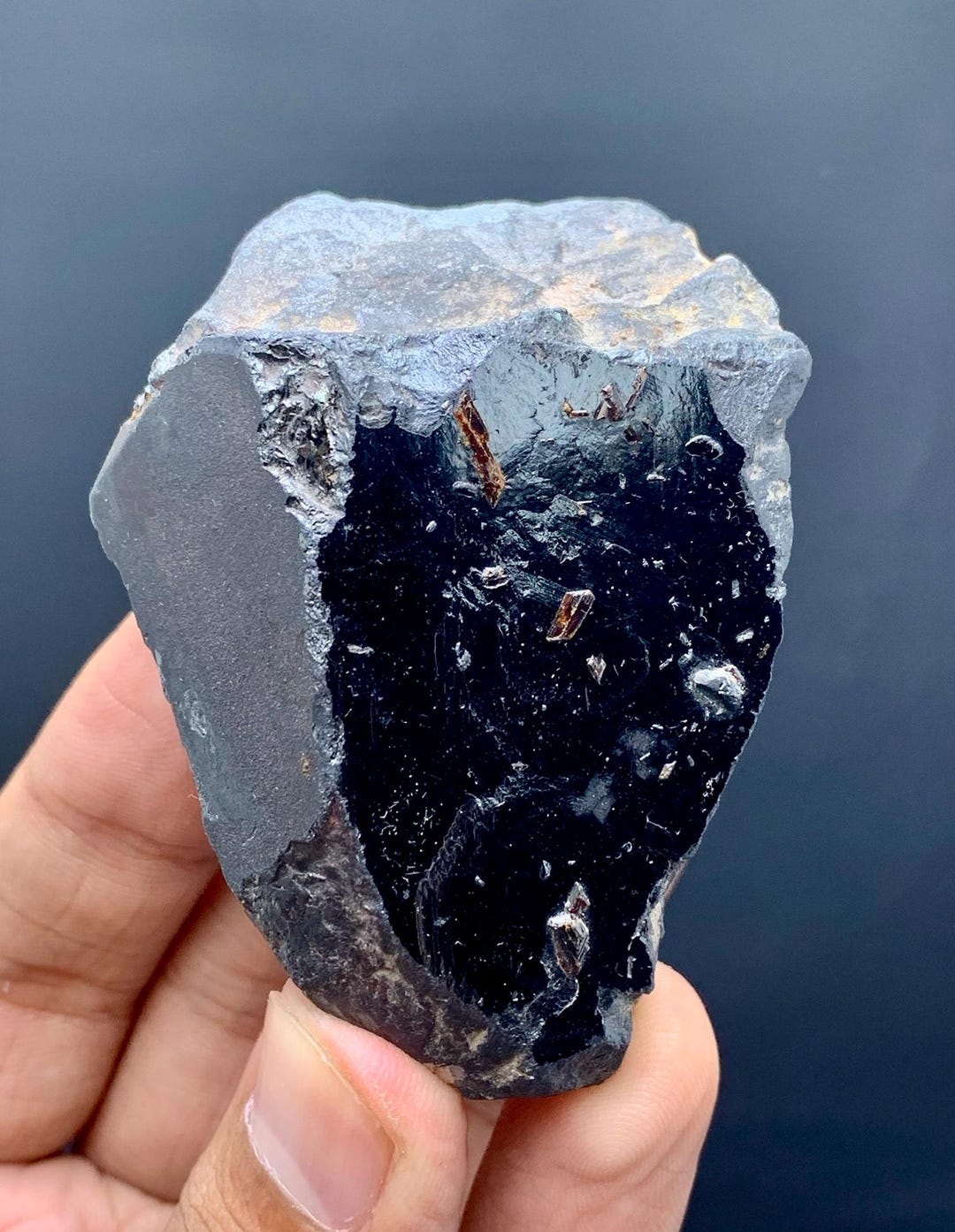 Natural Black Hematite Crystal With Rutail, Hematite Specimen, Raw Hematite, Hematite From ...