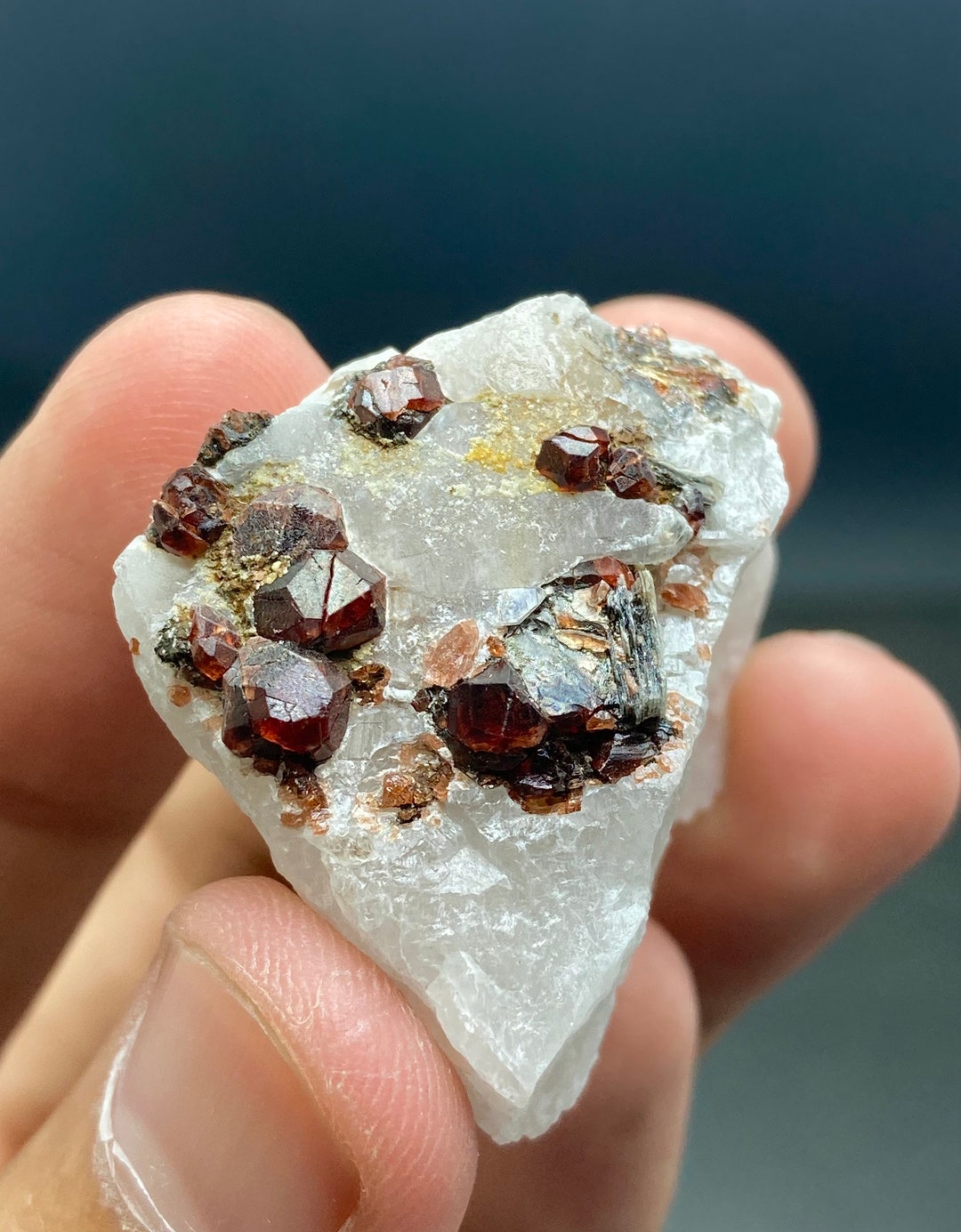 Natural Red Colour Garnet on Matrix With Quartz Specimen, Red Garnet ...