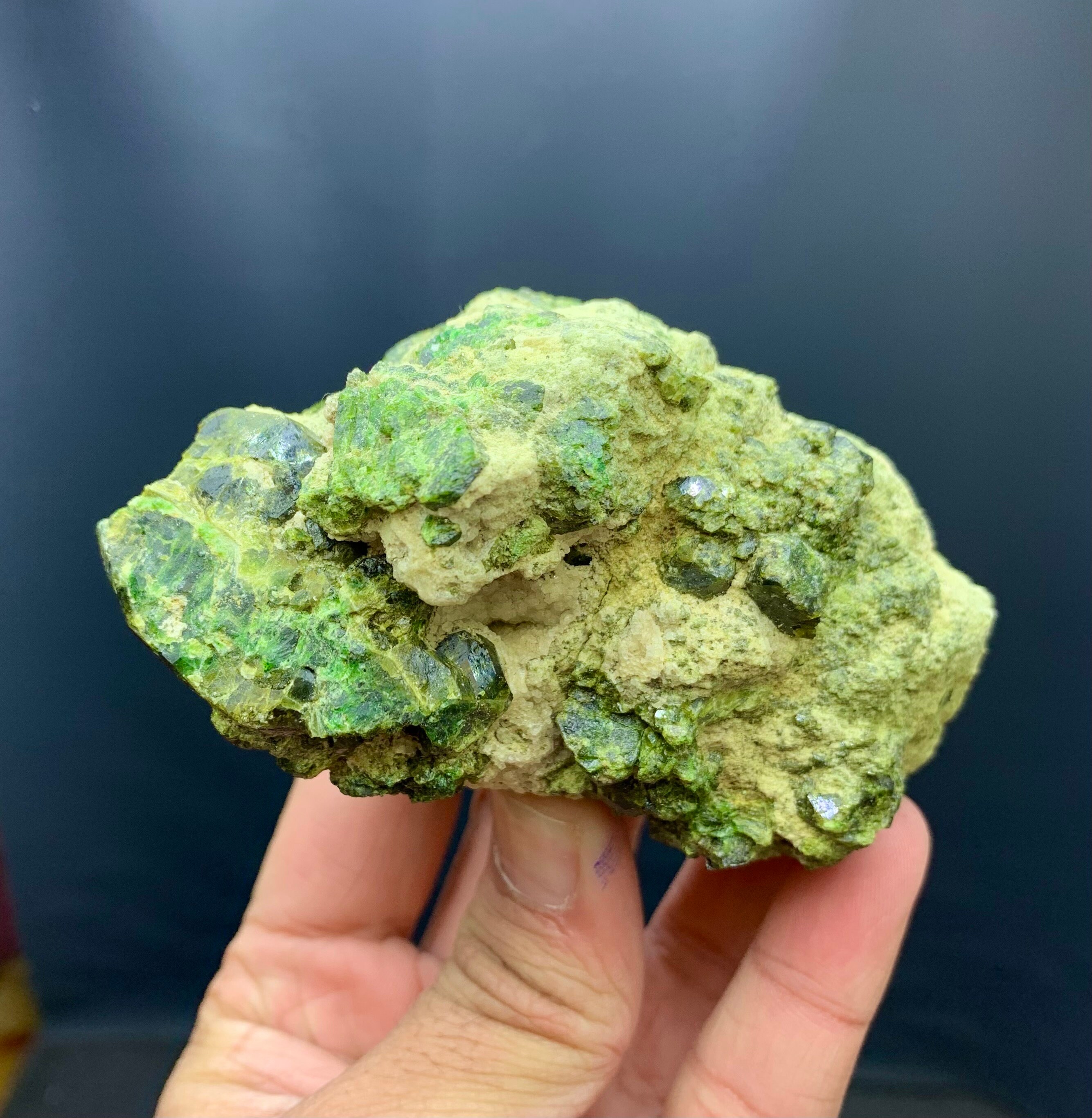 Natural Rare Green Demantoid Garnet Crystals Specimen on Matrix ...