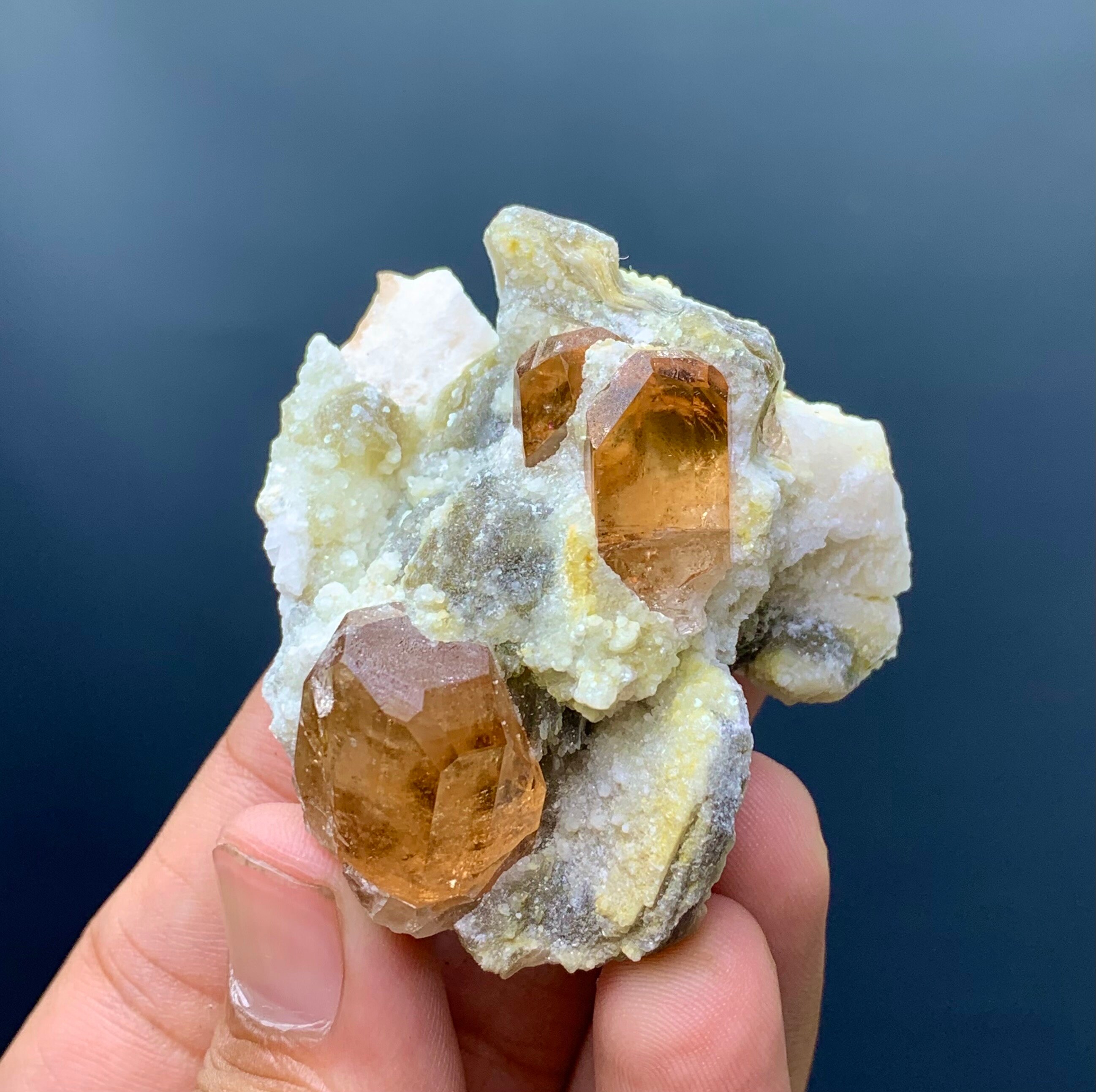 Golden Colour Transparent Topaz Crystals Cluster on Matrix With ...