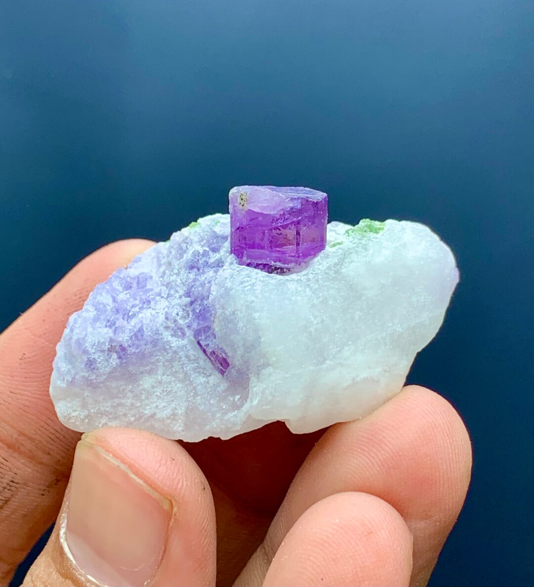 Natural Rich Purple Scapolite Crystal With Diposide Specimen on Matrix ...