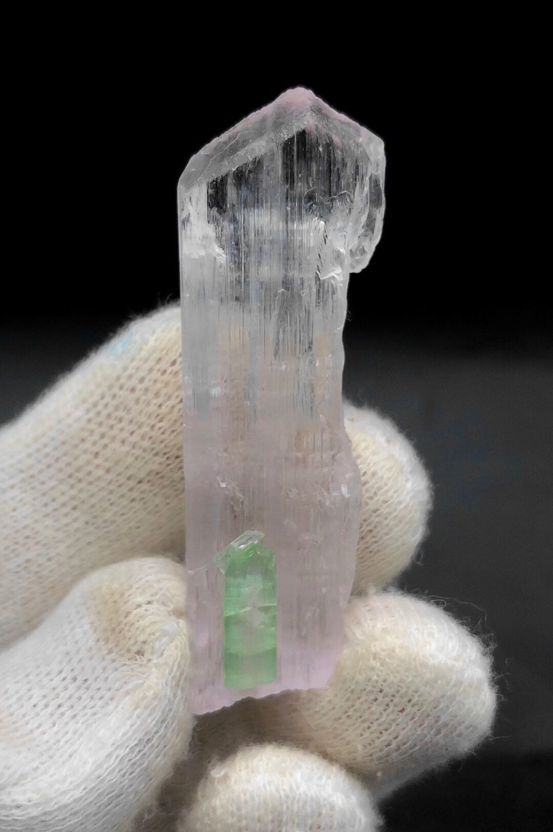 Natural Pink Kunzite Crystal With Tourmaline Crystal Combined From ...