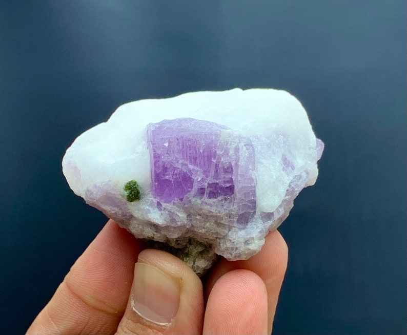 Natural Rich Purple Scapolite Crystal With Diposide Specimen on Matrix ...