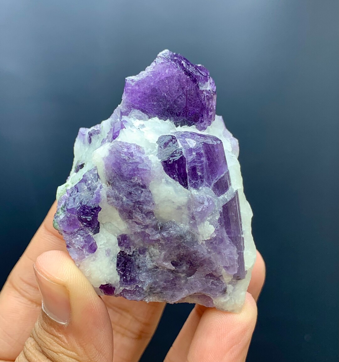 Natural Rich Purple Scapolite Crystal With Diposide Specimen on Matrix ...