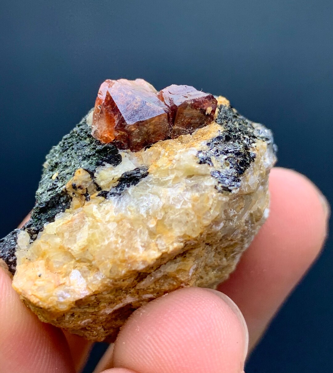 Natural Red Zircon Crystal on Matrix Specimen | Red Zircon Crystal ...