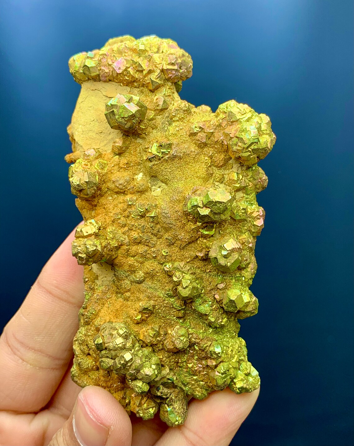 Natural Rainbow Pyrite Crystals on Limonite Matrix ,from Manshera Mine ...