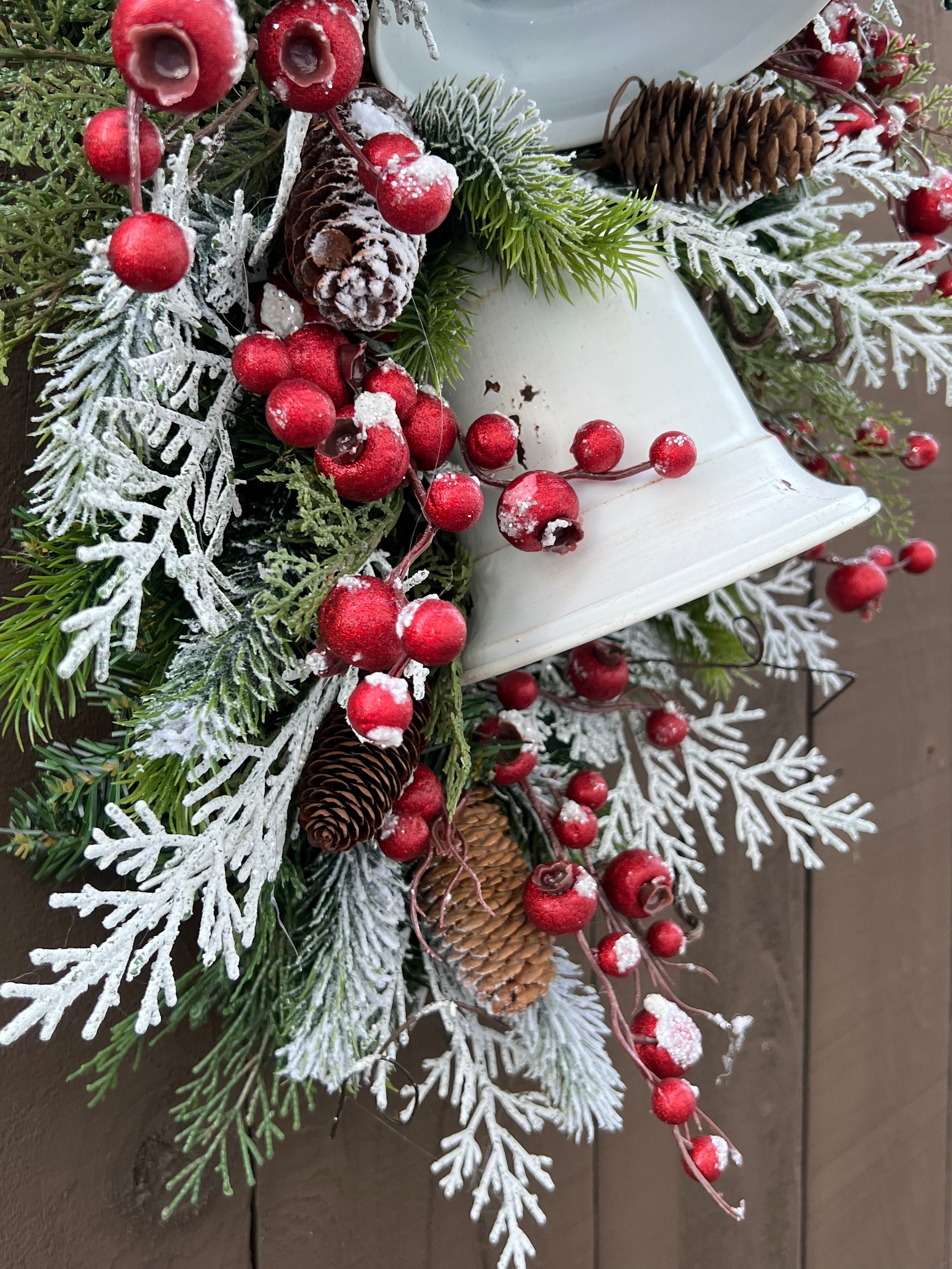 Farmhouse Christmas Swag Rustic Christmas Wreath With Large - Etsy