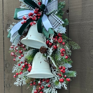 Farmhouse Christmas Swag, Rustic Christmas Wreath With Large Bells ...