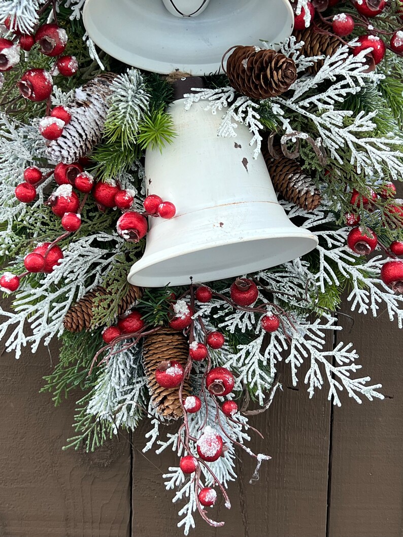 Farmhouse Christmas Swag, Rustic Christmas Wreath With Large Bells ...