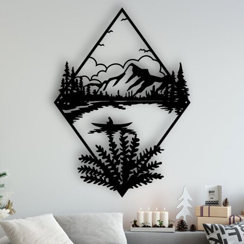 Mountain Design Laser Cut Svg Dxf Files Wall Sticker Engraving - Etsy