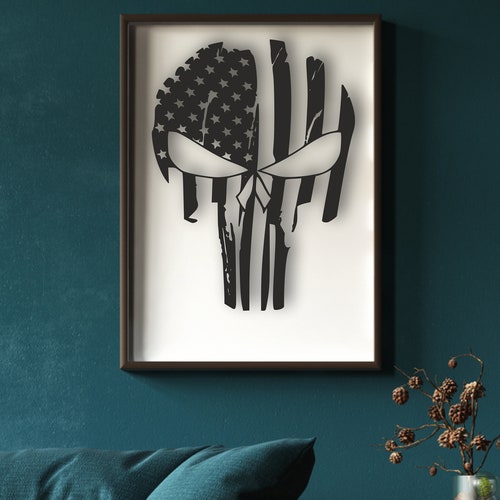 Punisher Flag Design Laser Cut Svg Dxf Files Wall Sticker - Etsy