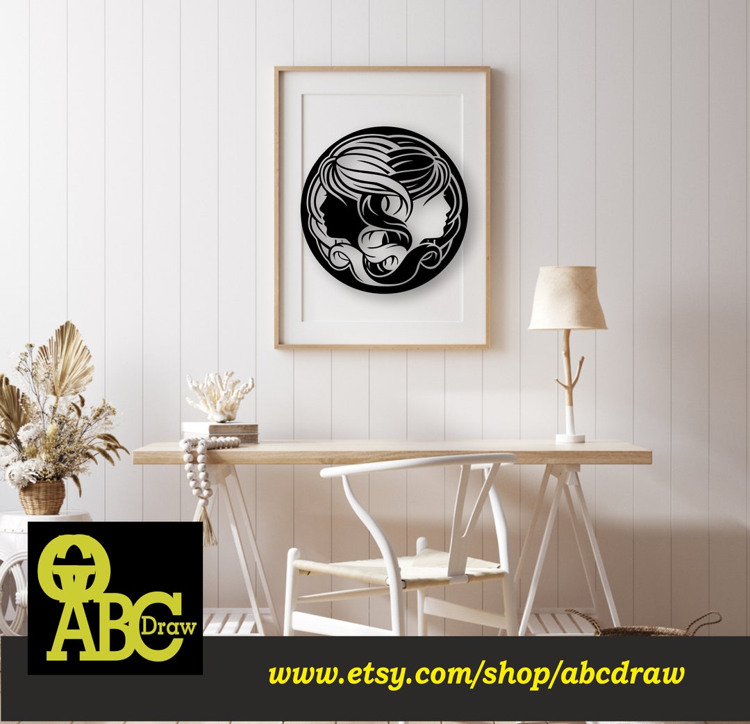 Two Face Laser Cut Svg Dxf Files Wall Sticker Engraving Decal ...