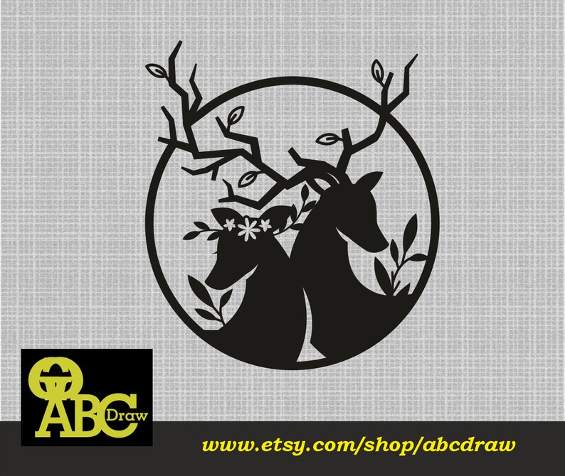 Two Deer Love Design Laser Cut Svg Dxf Files Wall Sticker - Etsy