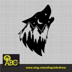 Howl Wolf Design Laser Cut Svg Dxf Files Wall Sticker Engraving Decal ...