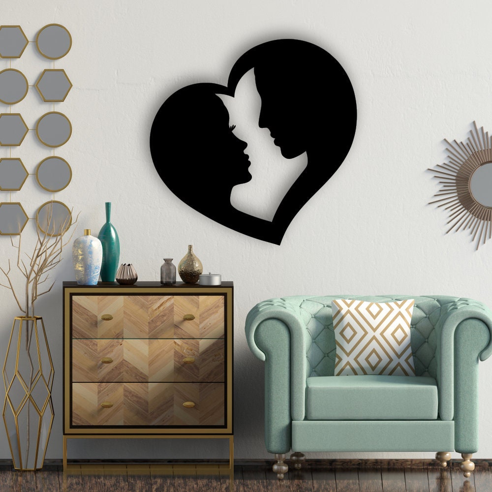 Couple in Heart Design Laser Cut Svg Dxf Files Wall Sticker Engraving ...