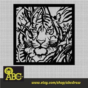Tiger Design Laser Cut Svg Dxf Files Wall Sticker Engraving Decal ...