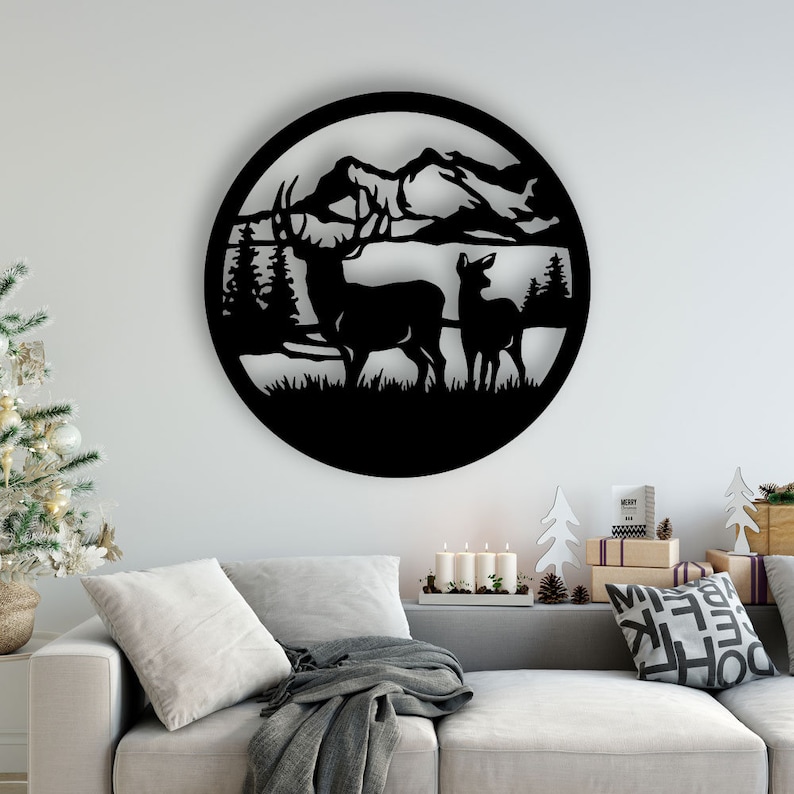 Deer Design Laser Cut Svg Dxf Files Wall Sticker Engraving - Etsy