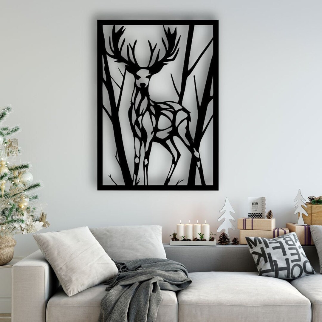 Deer Design Laser Cut Svg Dxf Files Wall Sticker Engraving Decal ...