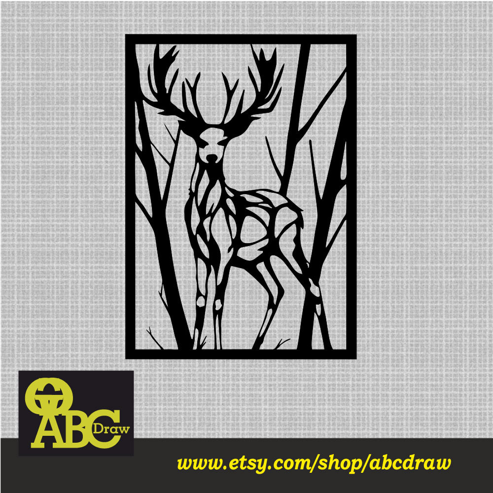 Deer Design Laser Cut Svg Dxf Files Wall Sticker Engraving - Etsy