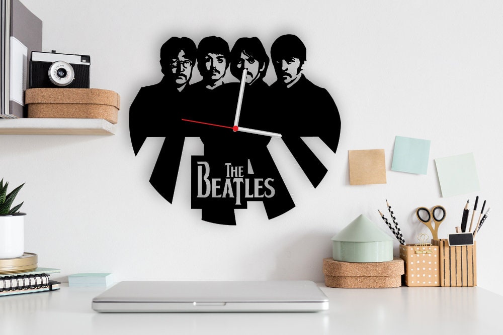 The Beatles Clock Design Laser Cut Svg Dxf Files Wall Sticker Engraving ...