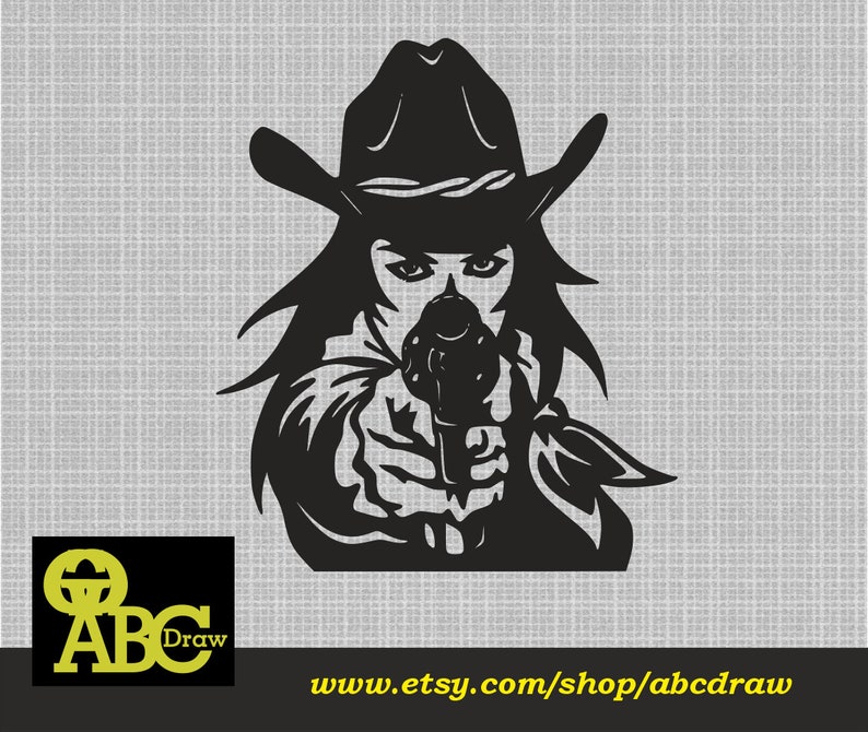 Lady Cowgirl Design Laser Cut Svg Dxf Files Wall Sticker Engraving ...