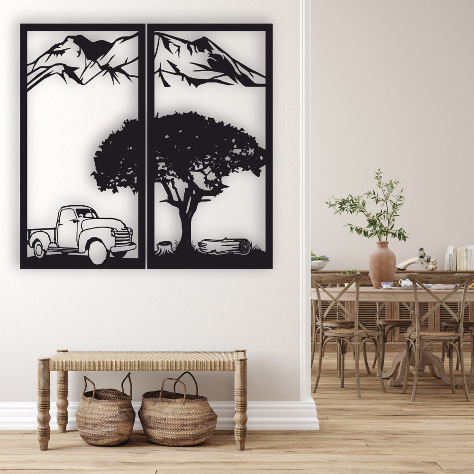 Mountain Panel Design Laser Cut Svg Dxf Files Wall Sticker - Etsy