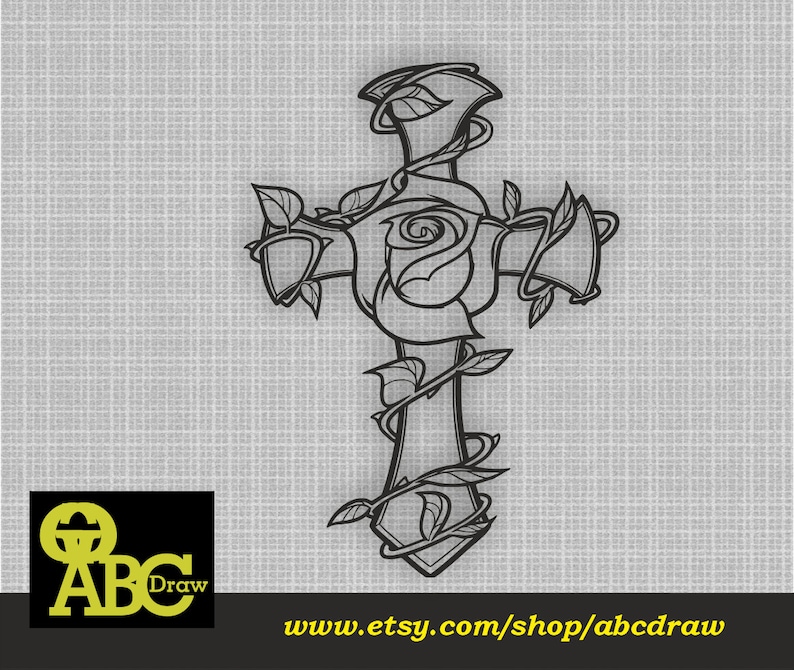 Crosses & Roses Design Laser Cut Svg Dxf Files Wall Sticker - Etsy