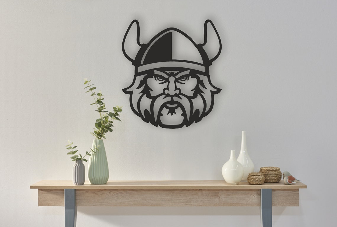 Viking Head Design Laser Cut Svg Dxf Files Wall Sticker Engraving Decal ...