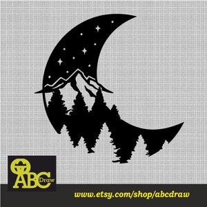 Moon Design Laser Cut Svg Dxf Files Wall Sticker Engraving Decal ...