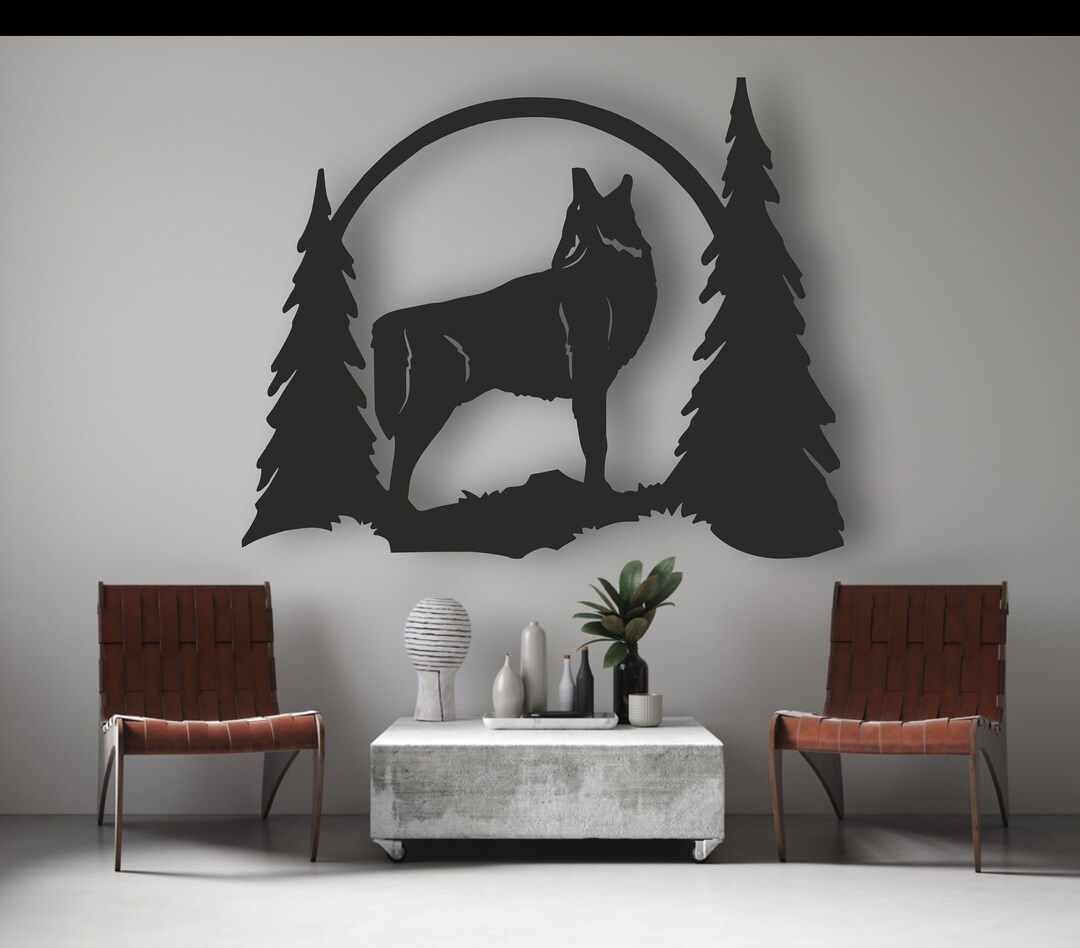 Howling Wolf Design Laser Cut Svg Dxf Files Wall Sticker Engraving ...