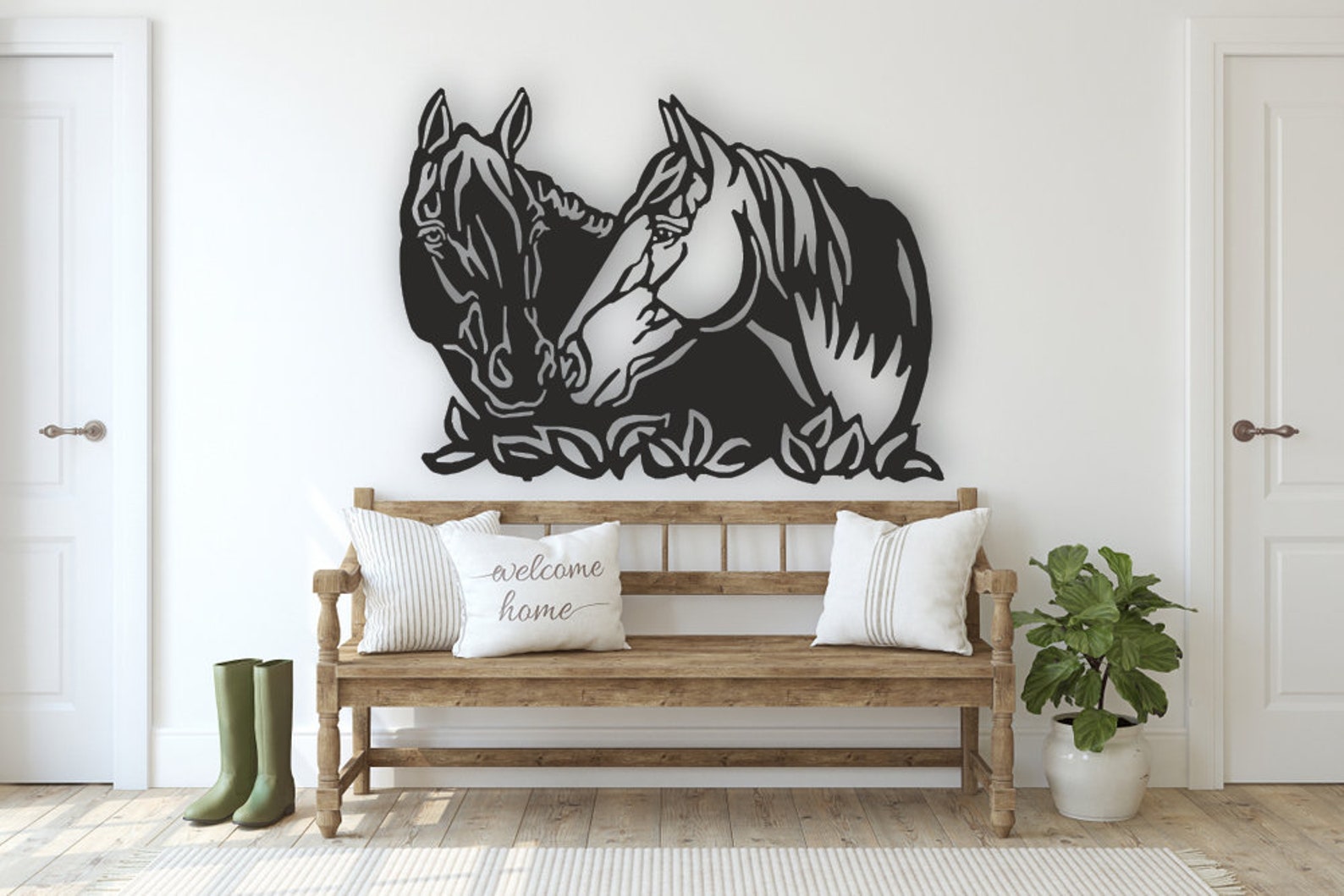 Caballos diseño corte láser svg dxf archivos pegatina de pared grabado ...