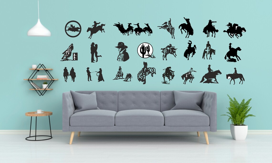 Western Collection Design Laser Cut Svg Dxf Files Wall Sticker - Etsy