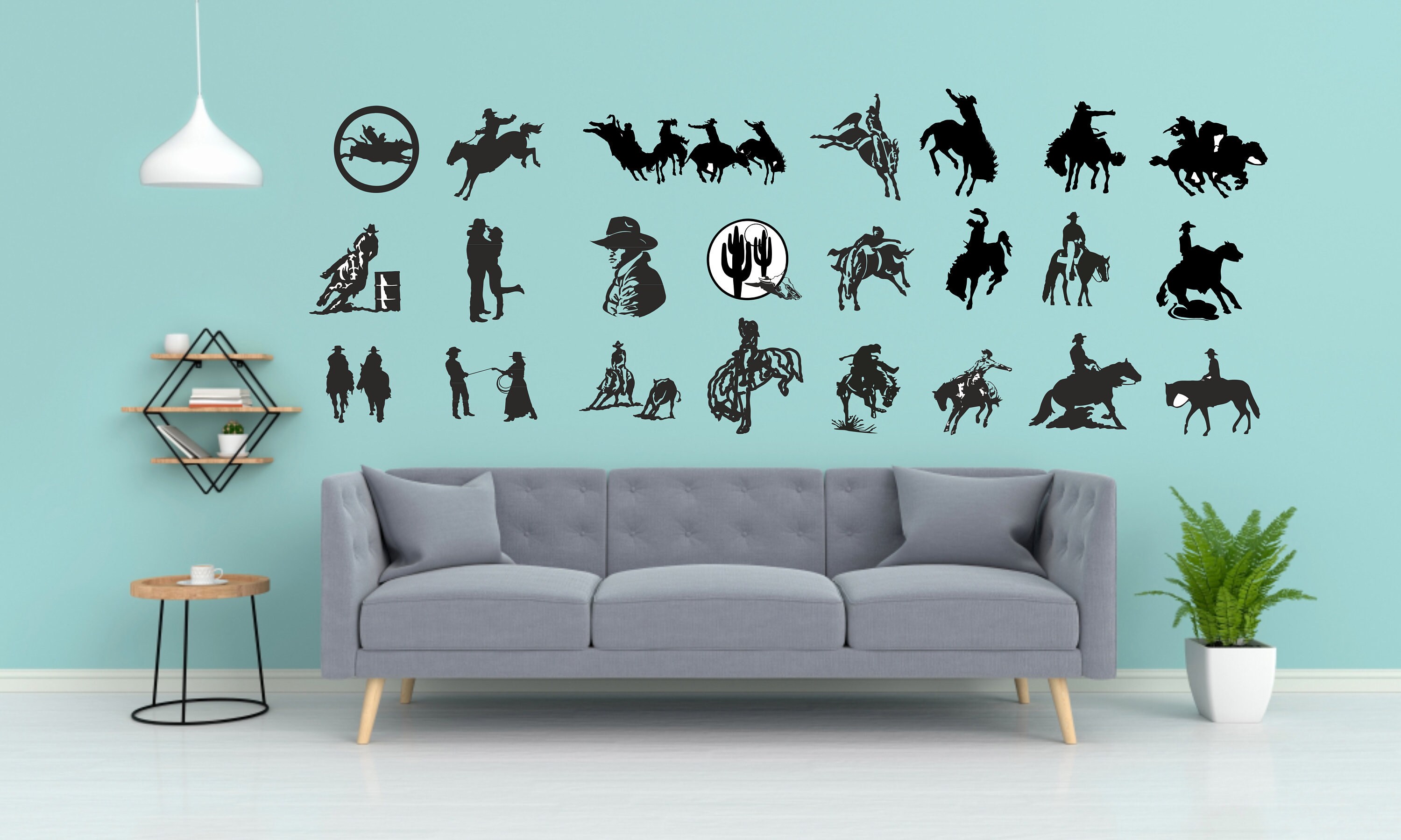 Western Collection Design Laser Cut Svg Dxf Files Wall Sticker - Etsy