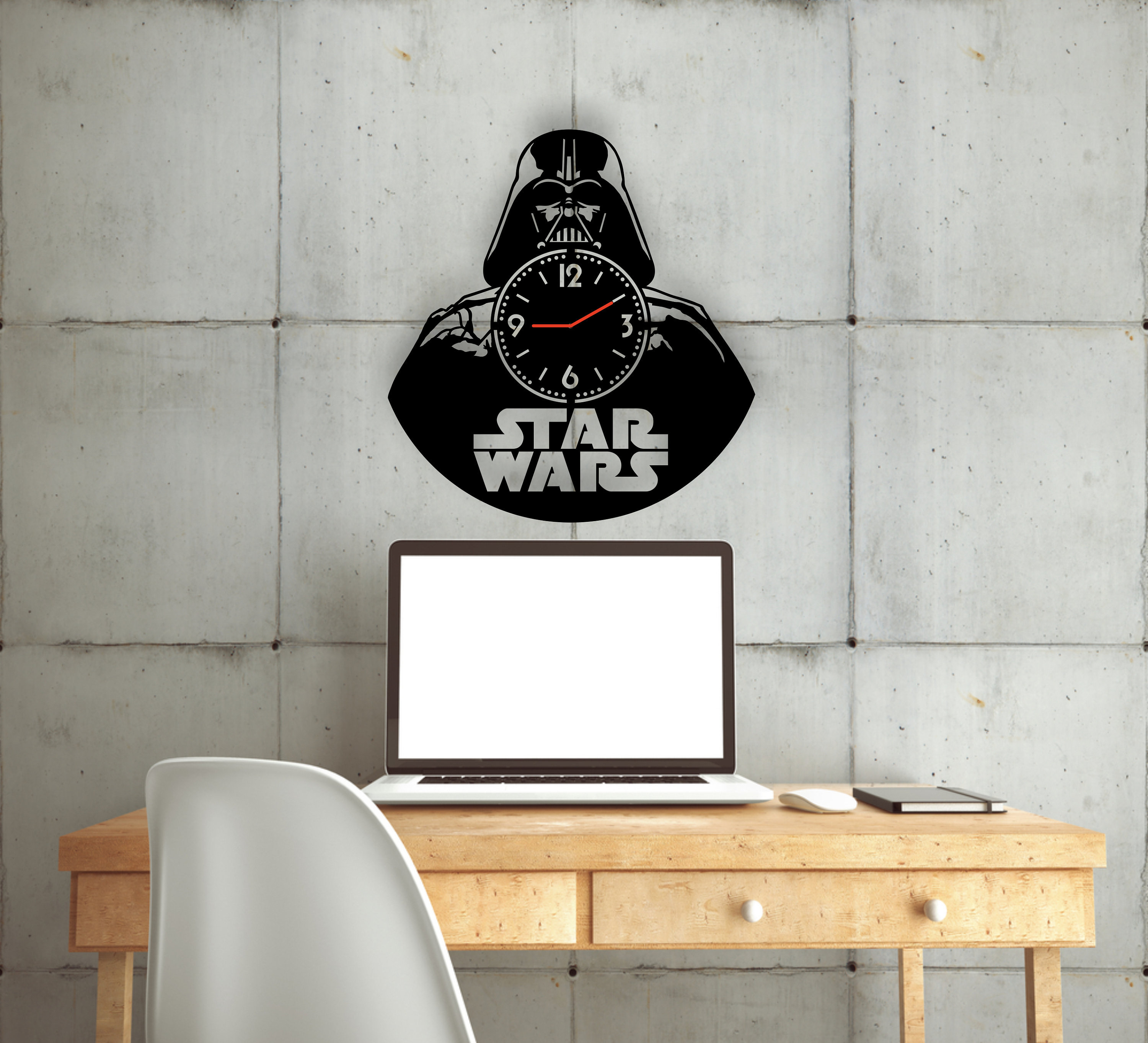 Darth Vader Clock Design Laser Cut Svg Dxf Files Wall Sticker Engraving ...