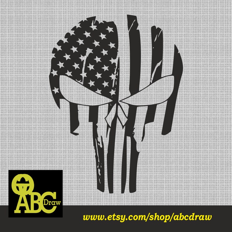 Punisher Flag Design Laser Cut Svg Dxf Files Wall Sticker - Etsy