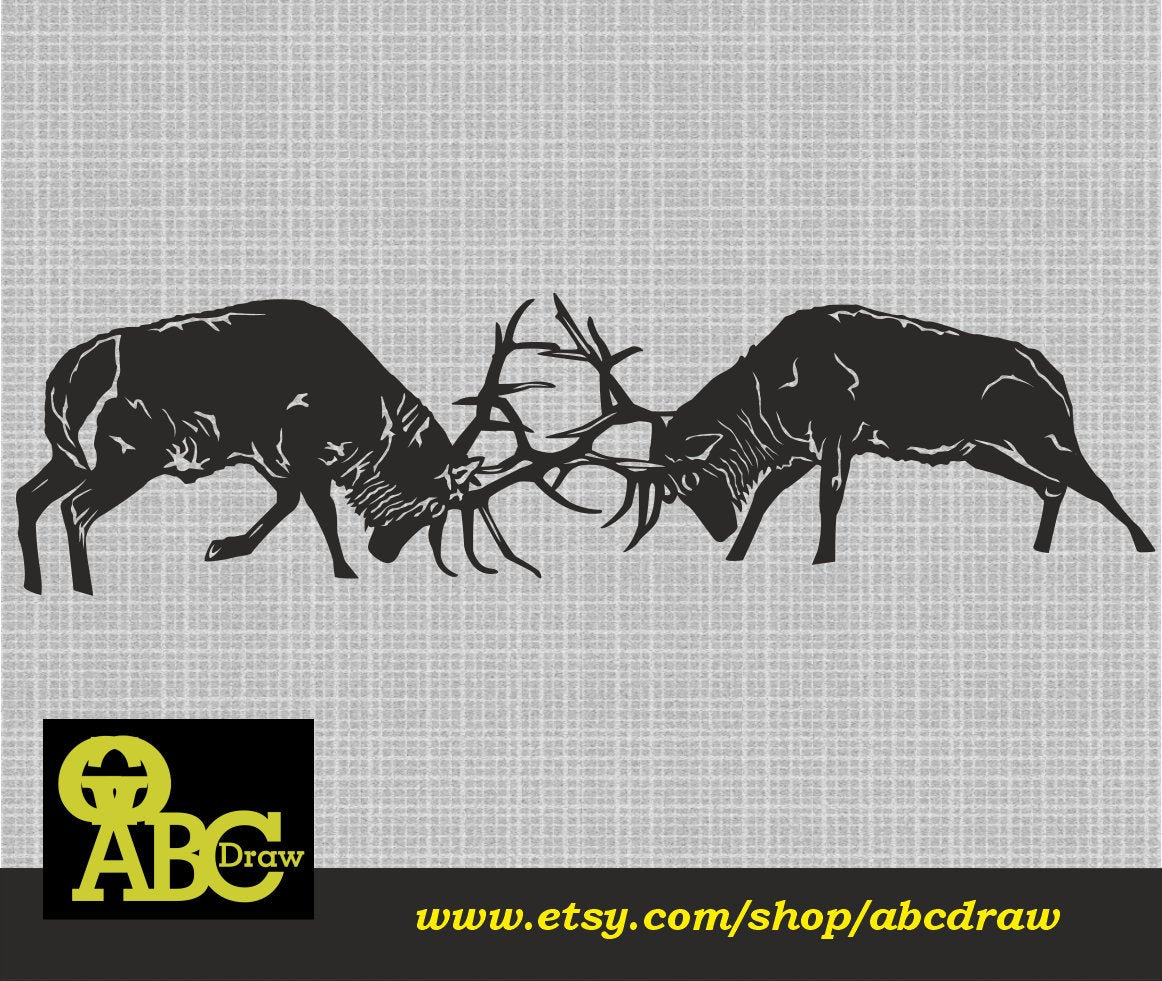 Deer Fighting Silhouettes