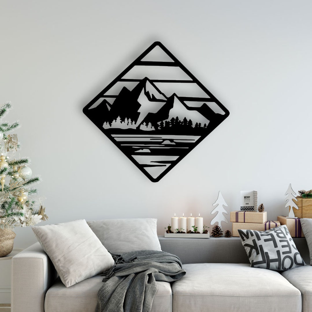 Mountain Design Laser Cut Svg Dxf Files Wall Sticker Engraving Decal ...
