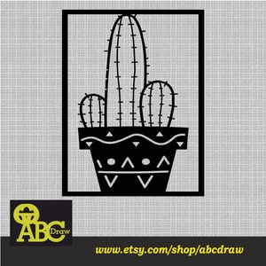 Cactus Design Laser Cut Svg Dxf Files Wall Sticker Engraving Decal ...