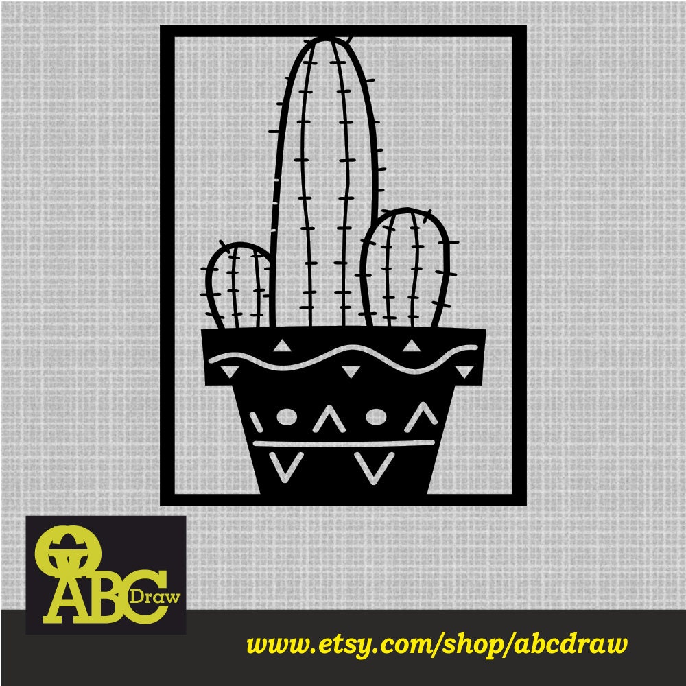 Cactus Design Laser Cut Svg Dxf Files Wall Sticker Engraving Decal ...