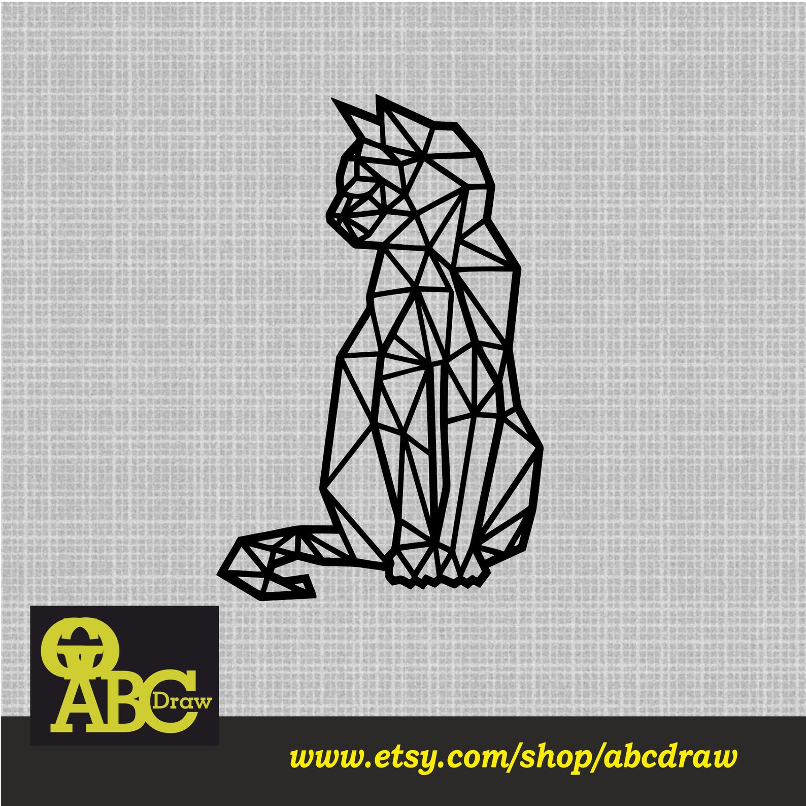 Cat Geometric Design Laser Cut Svg Dxf Files Wall Sticker - Etsy UK