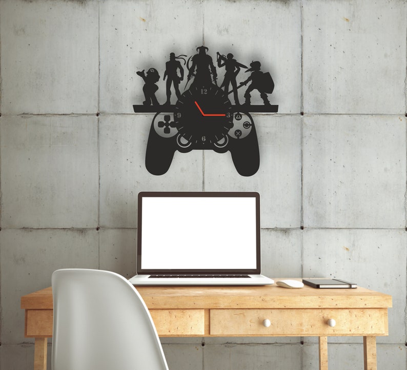 Gamer Clock Design Laser Cut Svg Dxf Files Wall Sticker Engraving Decal ...