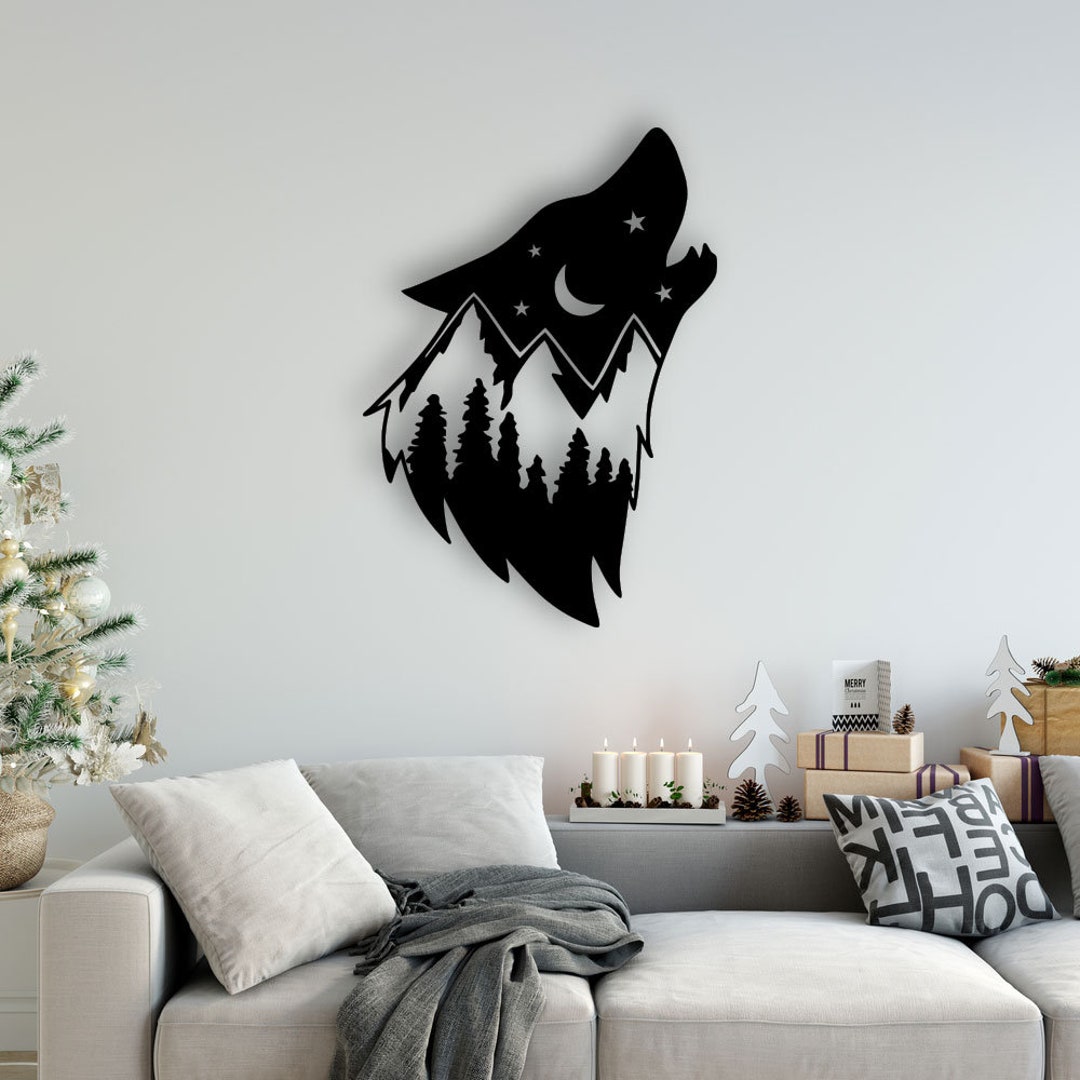 Howl Wolf Design Laser Cut Svg Dxf Files Wall Sticker Engraving Decal ...